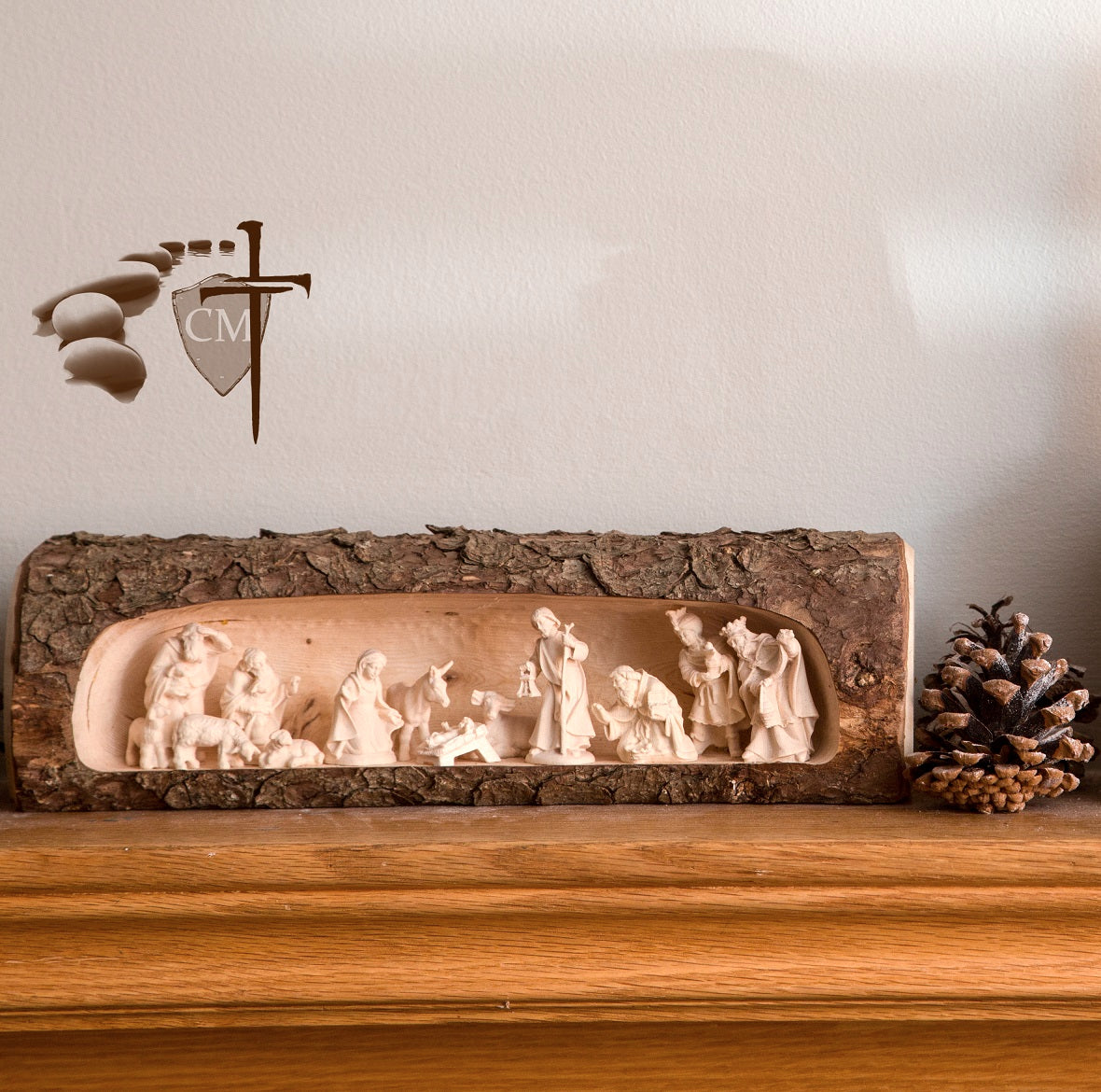 Twelve Piece Nativity in tree trunk – CatholicMilestones
