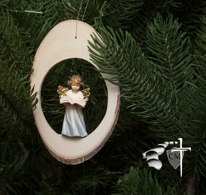 Wood Disc Angel with Bible Ornament – CatholicMilestones