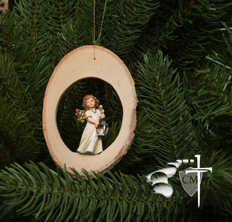 Wood Disc Angel with Lantern – CatholicMilestones